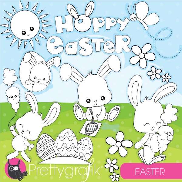 Easter Stamps Easter Bunny Stamps Commercial Use Vector - Etsy