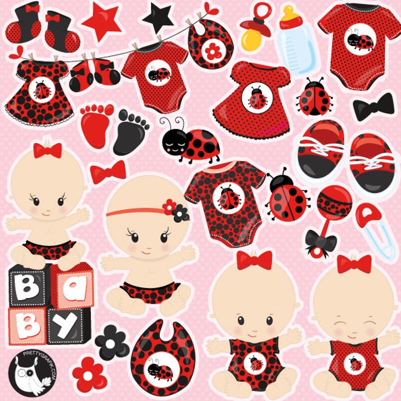 Baby Ladybug Clipart Commercial Use Clipart Vector Graphics - Etsy