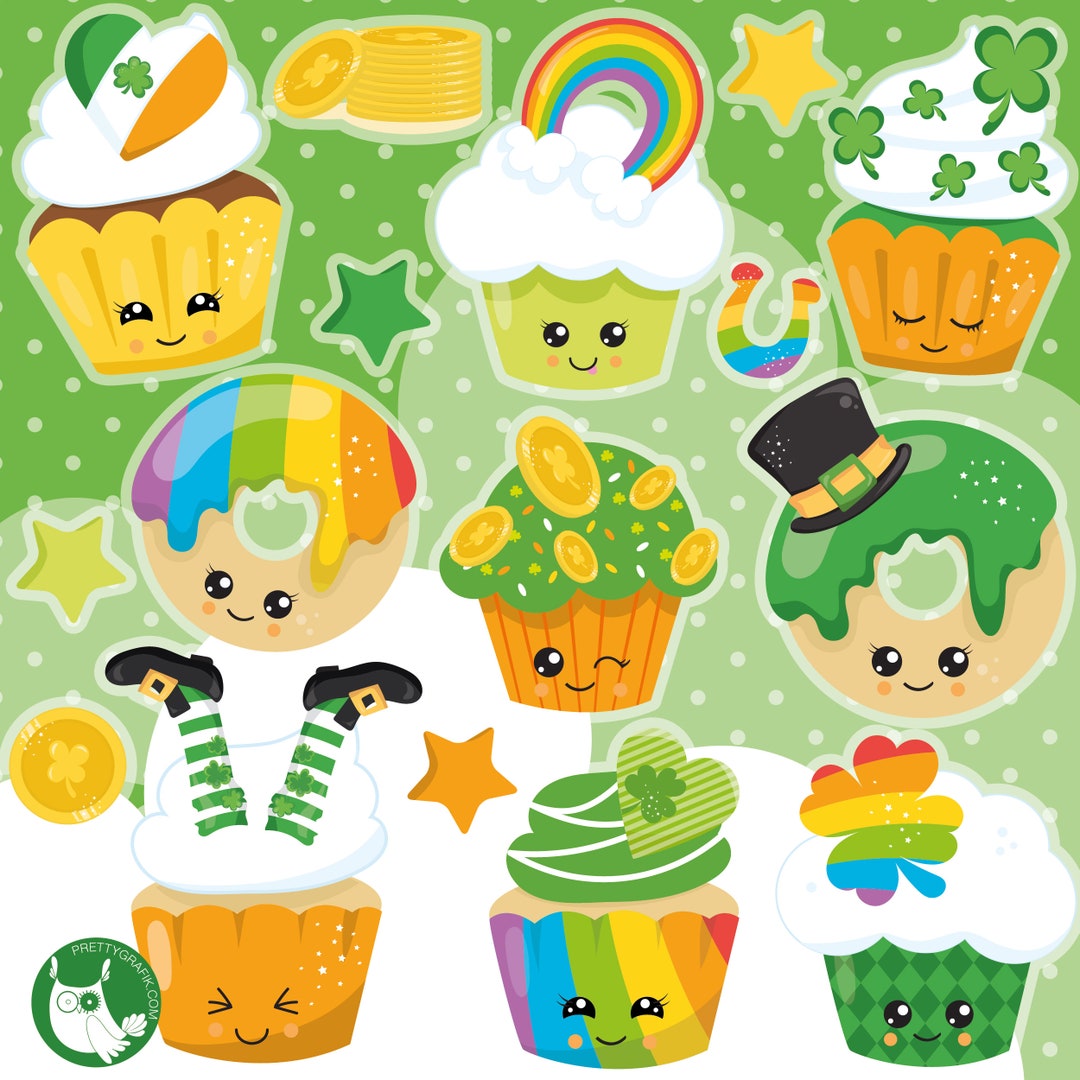 St. Patrick's Cupcakes Clipart Commercial Use, Vector Graphics, Digital ...