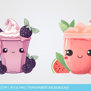 Smoothie Clipart Watercolor, Png, Graphics, Printable, Commercial Use ...