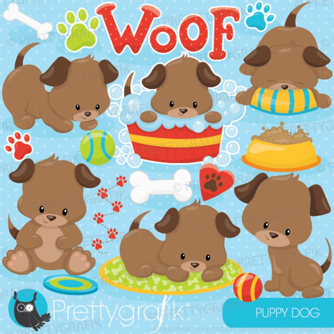 Puppy Dog Clipart Commercial Use Vector Graphics Digital - Etsy