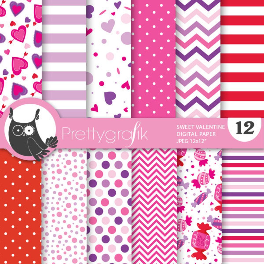 Valentine Desserts Digital Paper, Commercial Use, Valentine Scrapbook ...