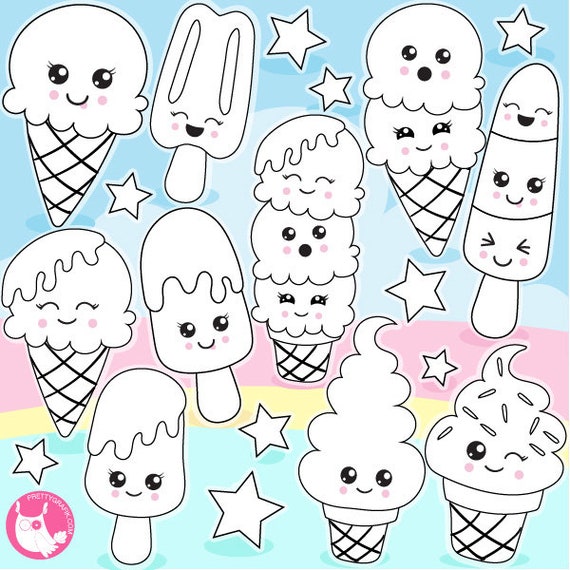 Ice Cream Popsicle Digital Stamp Commercial Use Vector - Etsy