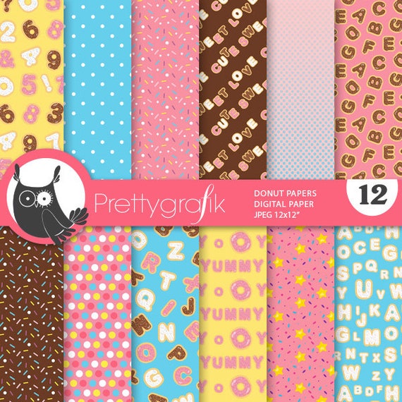 Donut digital patterns, commercial use, scrapbook papers, background ...