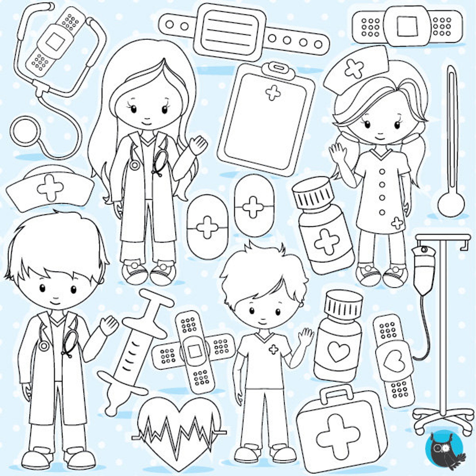 Hospital Digital Stamp Commercial Use Doctors Vector - Etsy