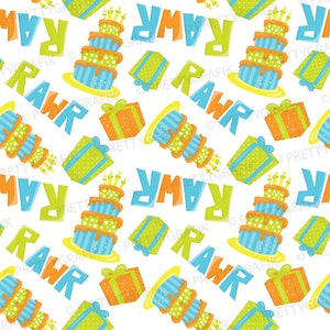 Dinosaur Birthday Digital Patterns, Commercial Use, Scrapbook Papers ...