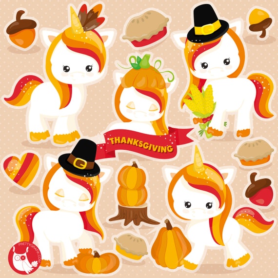 Thanksgiving Unicorn, clipart, clipart commercial use, vector graphics ...