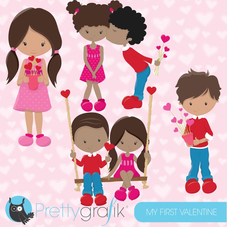 Valentine Kids Clipart Commercial Use Valentine Vector - Etsy