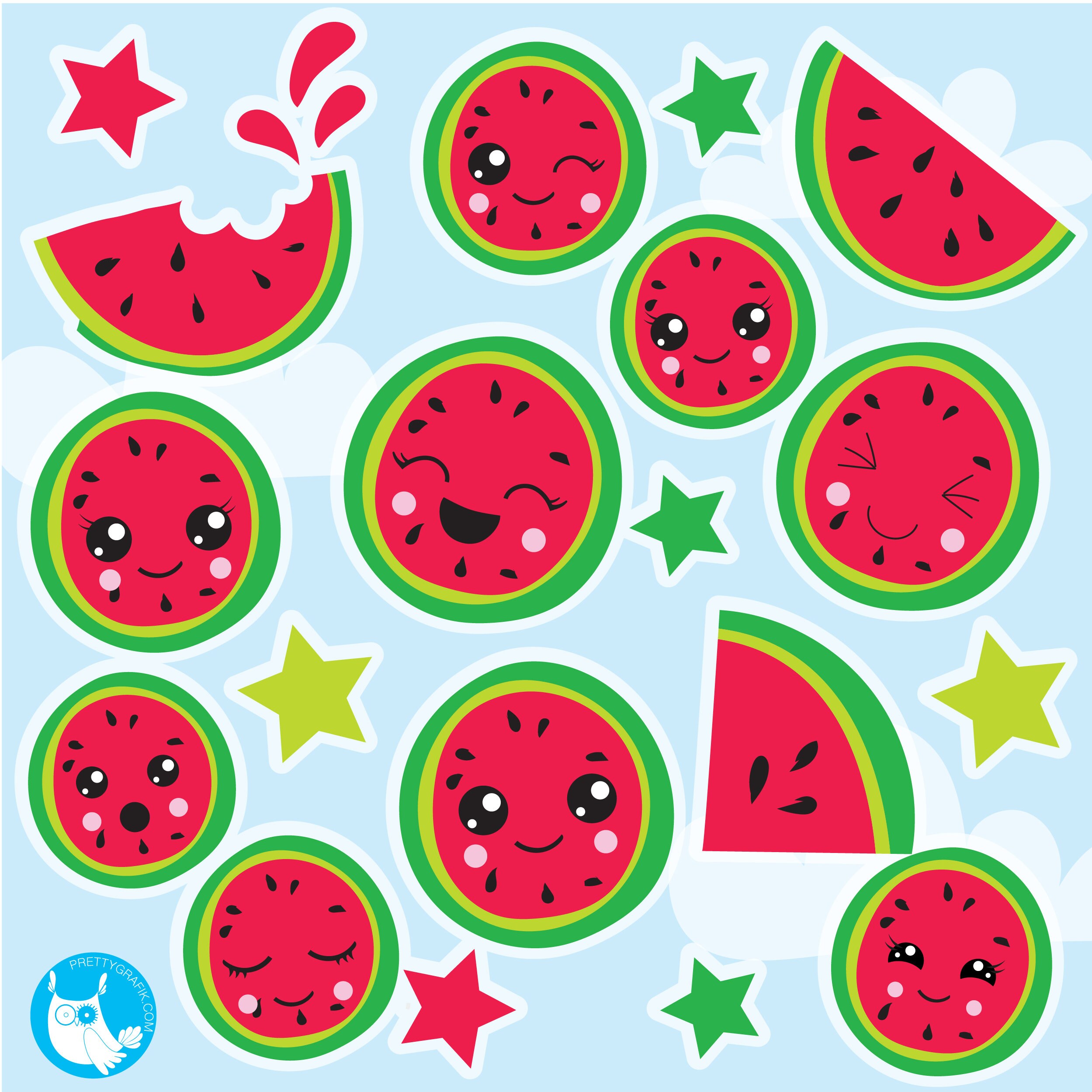 Watermelons Clipart Commercial Use Vector Graphics Digital - Etsy
