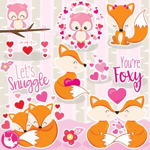 Valentine Fox Clipart Commercial Use Love Foxes Vector - Etsy Canada
