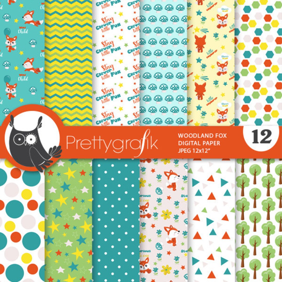 Fox Digital Patterns, Commercial Use, Fox Scrapbook Papers, Fox Papers ...