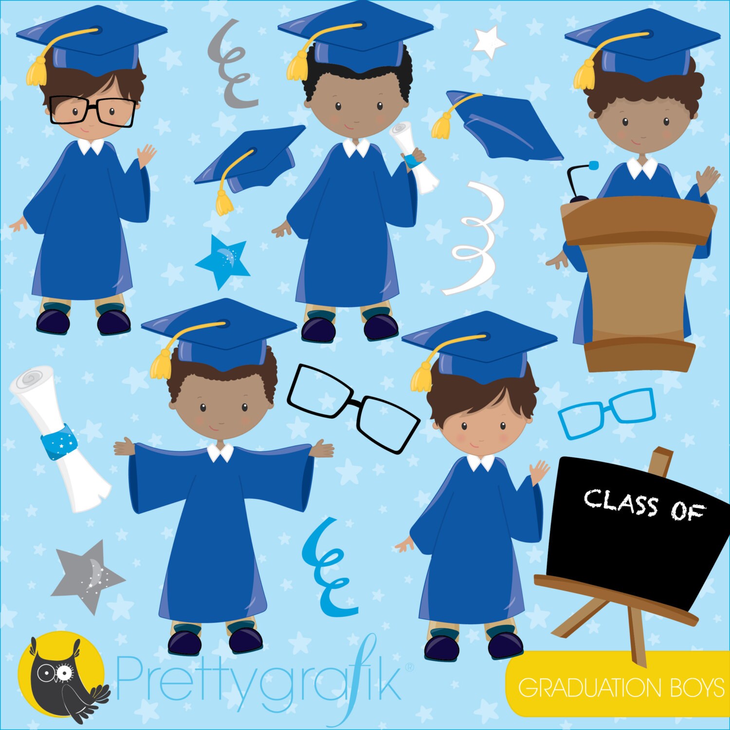 Graduation Boys Clipart Commercial Use Vector Graphics - Etsy