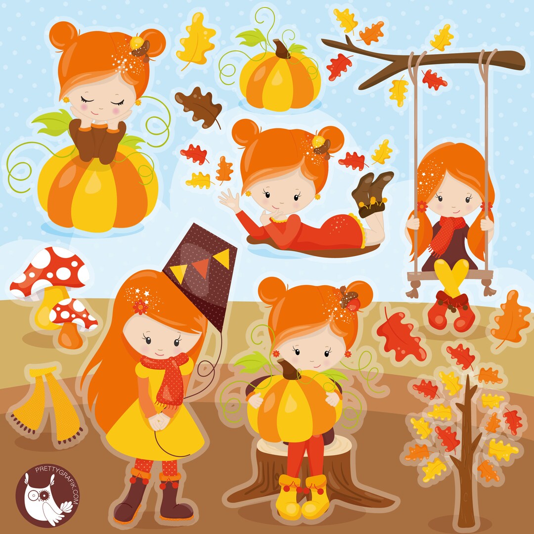 Fall Girls, Clipart, Clipart Commercial Use, Vector Graphics, Clip Art ...
