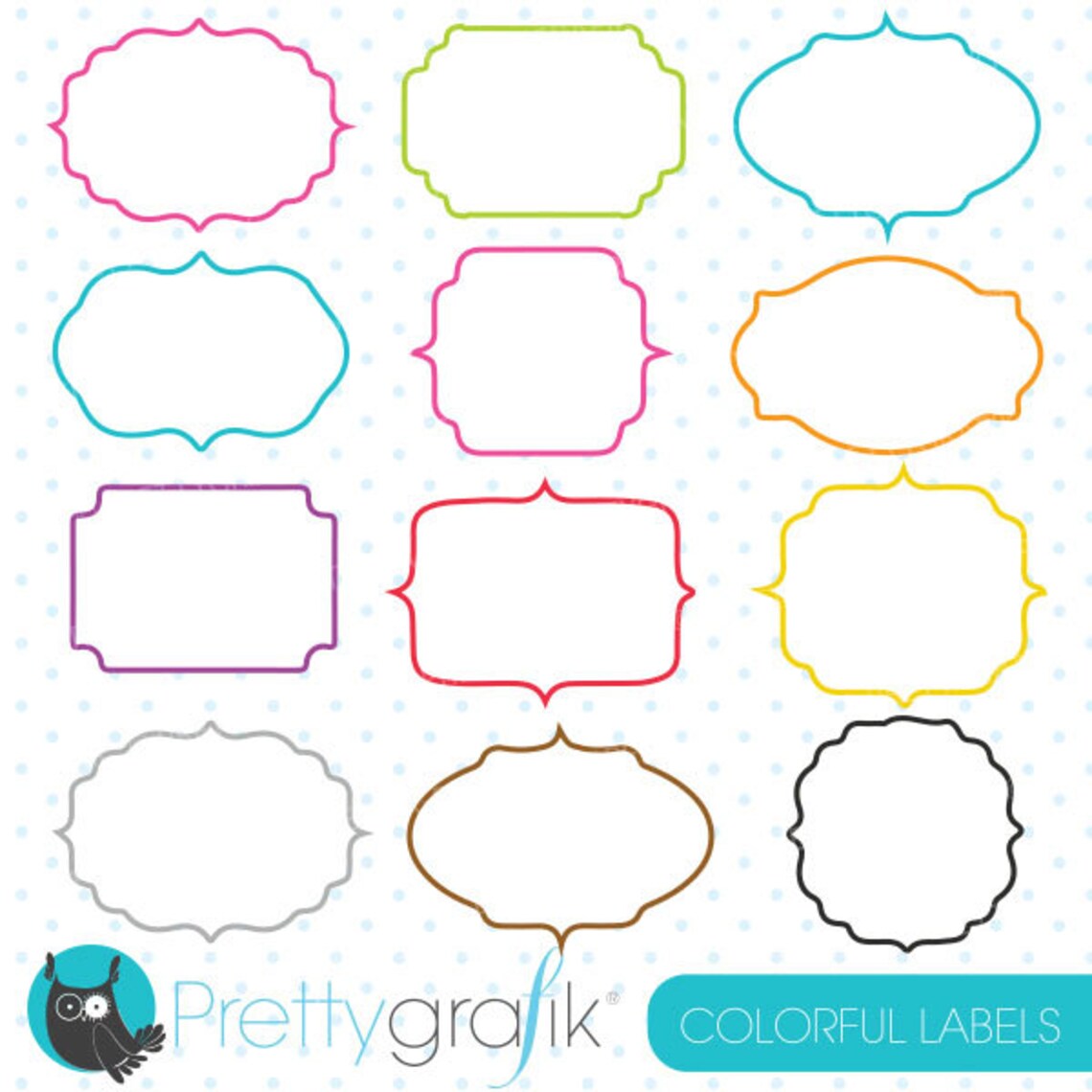 Label Frames Clipart Commercial Use Rainbow Labels Vector - Etsy