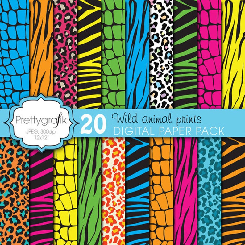 Wild Animal Print Digital Paper Commercial Use Scrapbook - Etsy