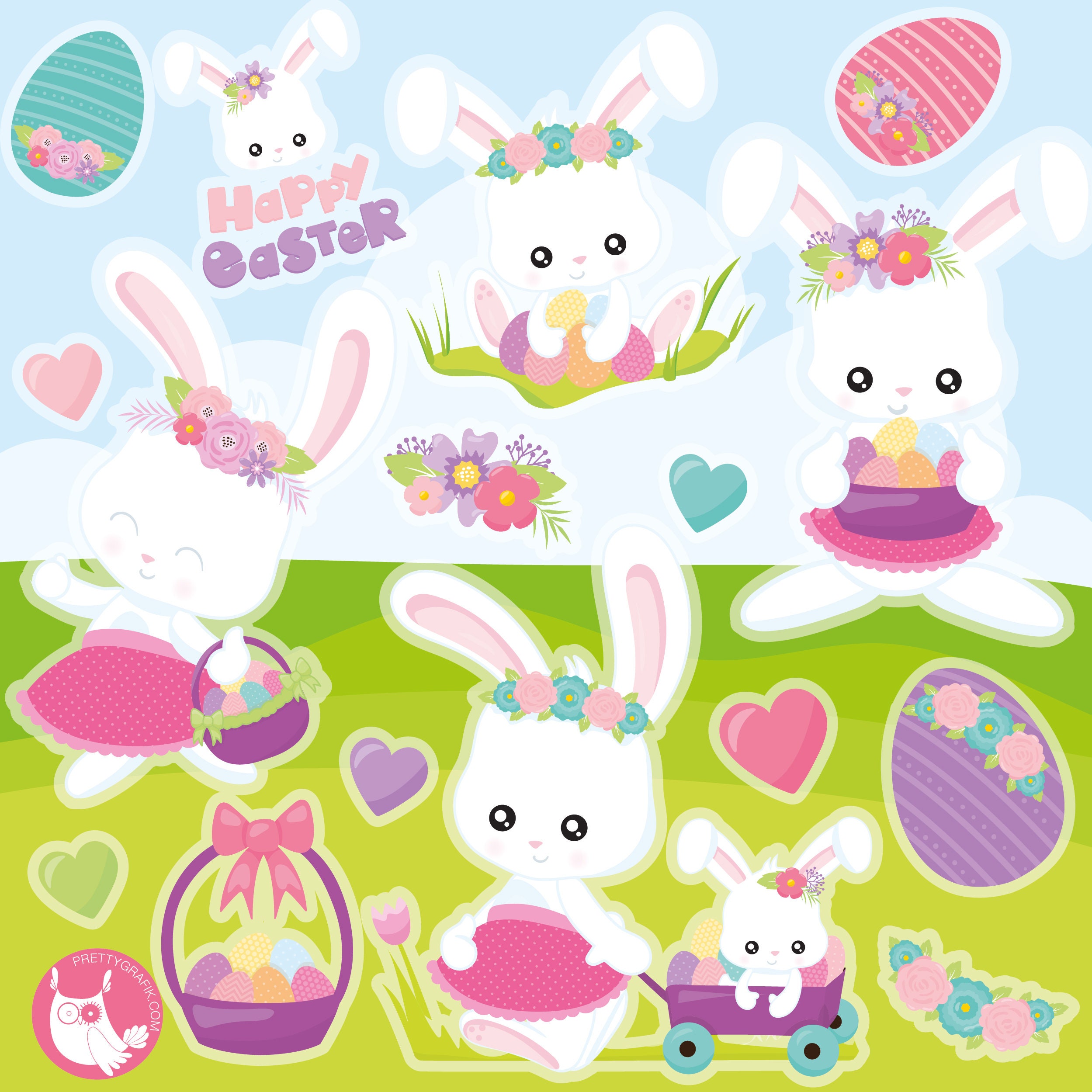 Scrapbooking Bunny Easter Kit 300 dpi PNG and vector EPS digital ...