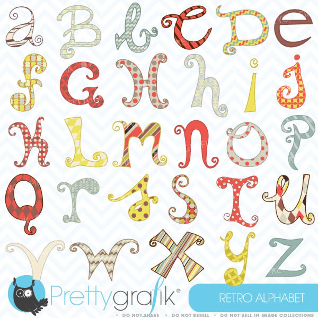 Retro Alphabet Clipart Commercial Use, Vector Graphics, Digital Clip ...