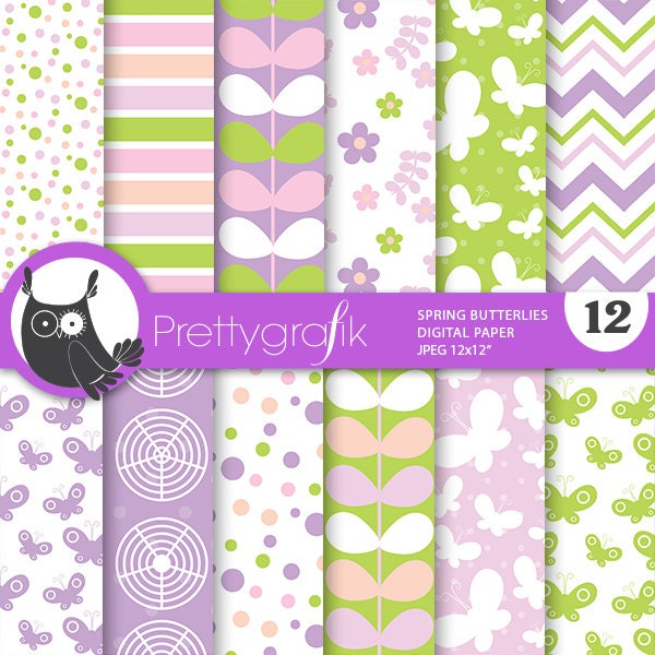 Spring Butterflies Digital Paper Flowers Digital Patterns - Etsy
