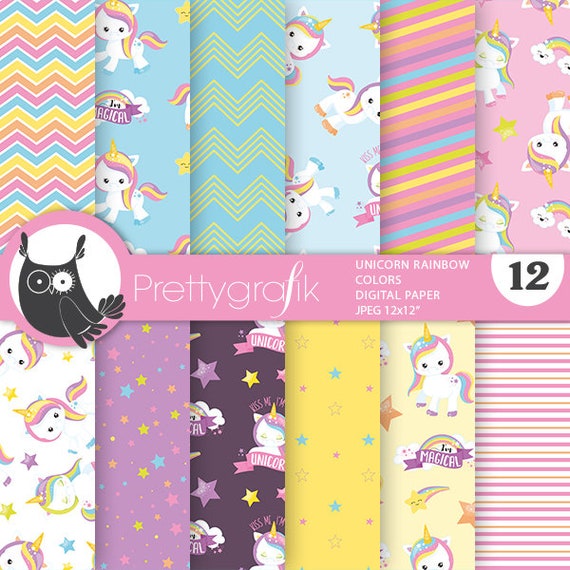 Unicorn Rainbow Colors, papers, commercial use, scrapbook papers ...