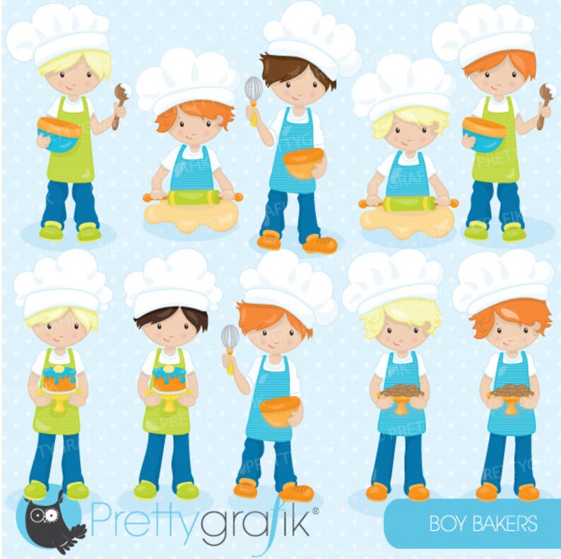 Baking Boys Clipart Commercial Use Vector Graphics Digital - Etsy
