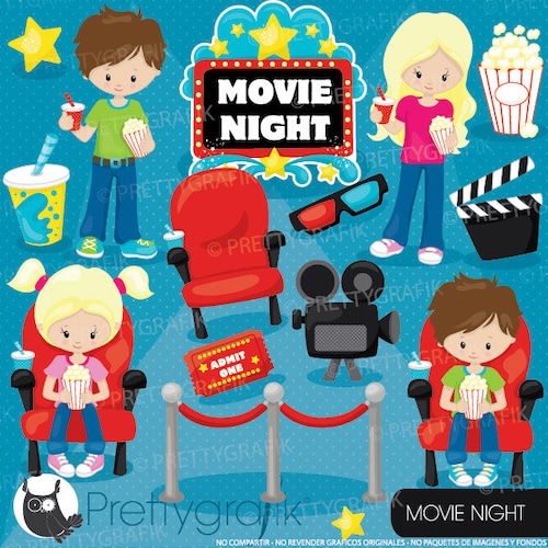 Kids Movie Night Clip Art