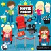 Movie Night Clipart, Clipart Commercial Use, Vector Graphics, Digital ...