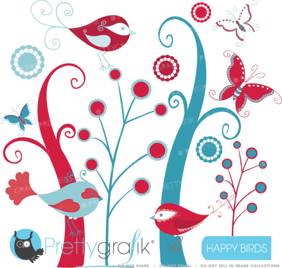 Birds and Trees Clipart Commercial Use, Vector Graphics, Digital Clip ...