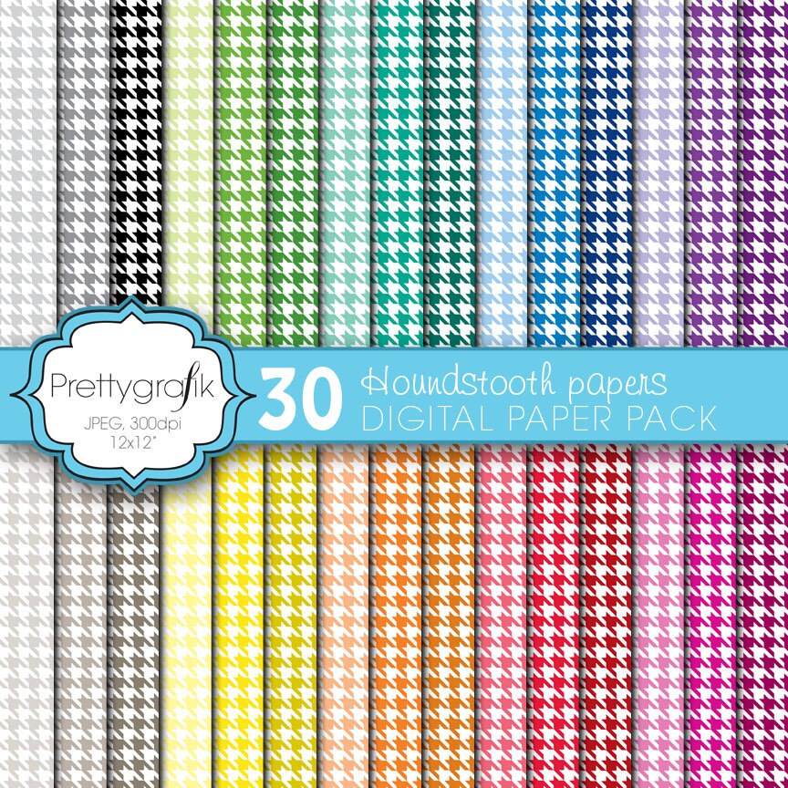 Houndstooth Digital Paper Commercial Use Scrapbook Patterns - Etsy