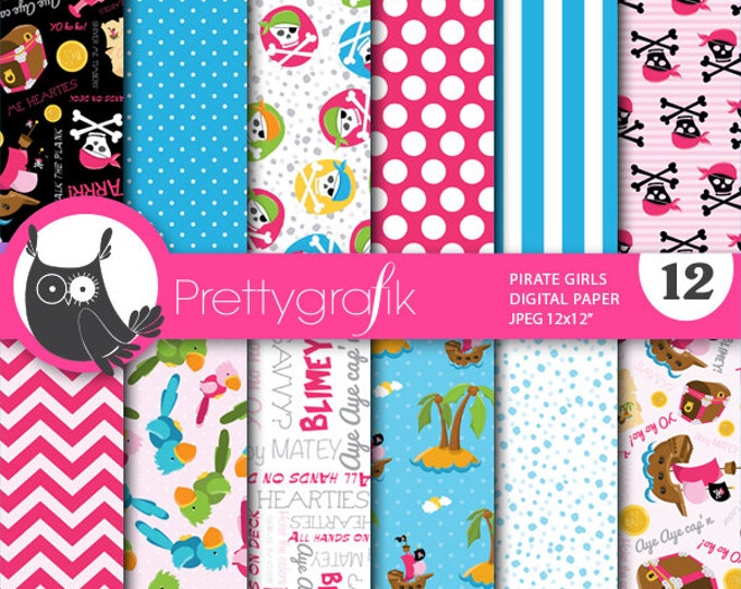 Pirate Girl Digital Paper Commercial Use Scrapbook Papers - Etsy
