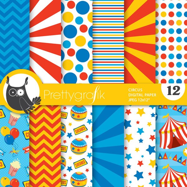Circus Digital Paper - Etsy