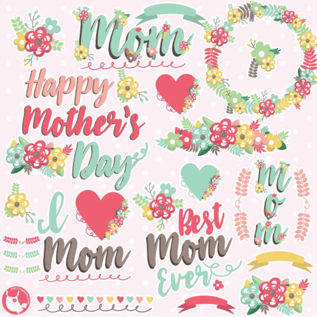 Mother's Day Clipart Commercial Use, Vector Graphics, Flowers Digital ...