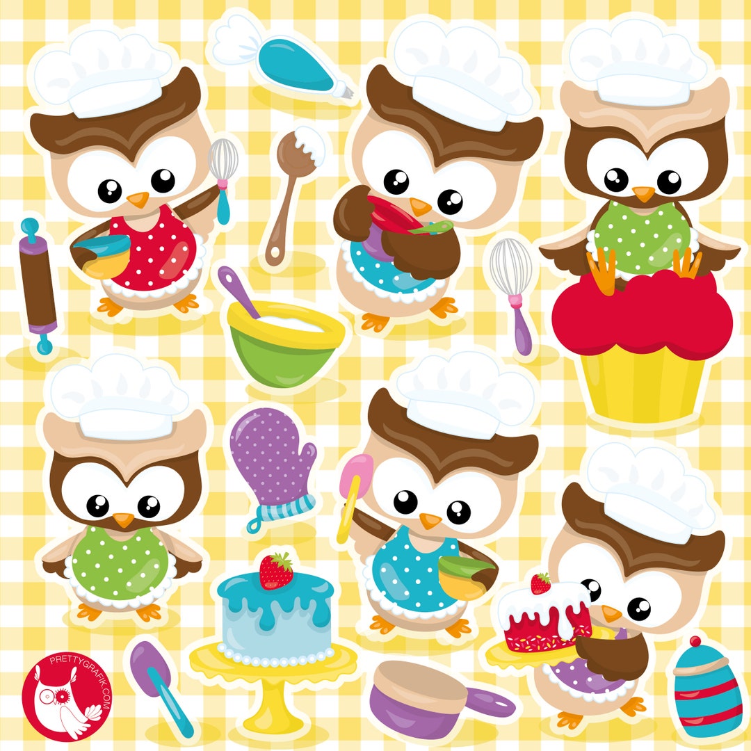 Cooking Owl Clipart, Clipart Commercial Use, Vector Graphics, Clip Art ...