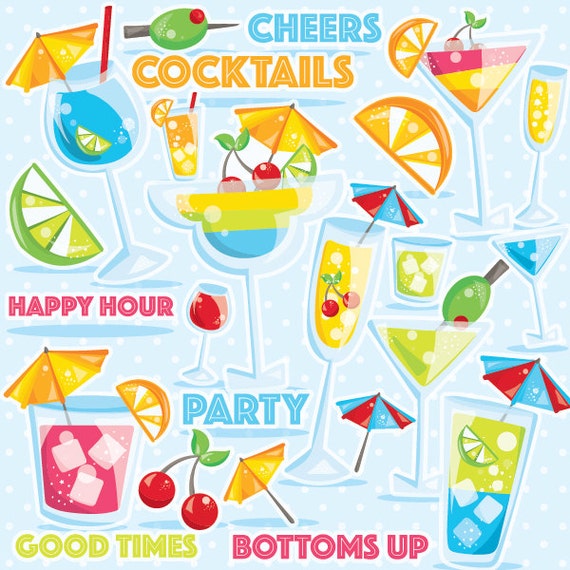 Cocktail clipart for scrapbooking, cocktail party clipart commercial ...