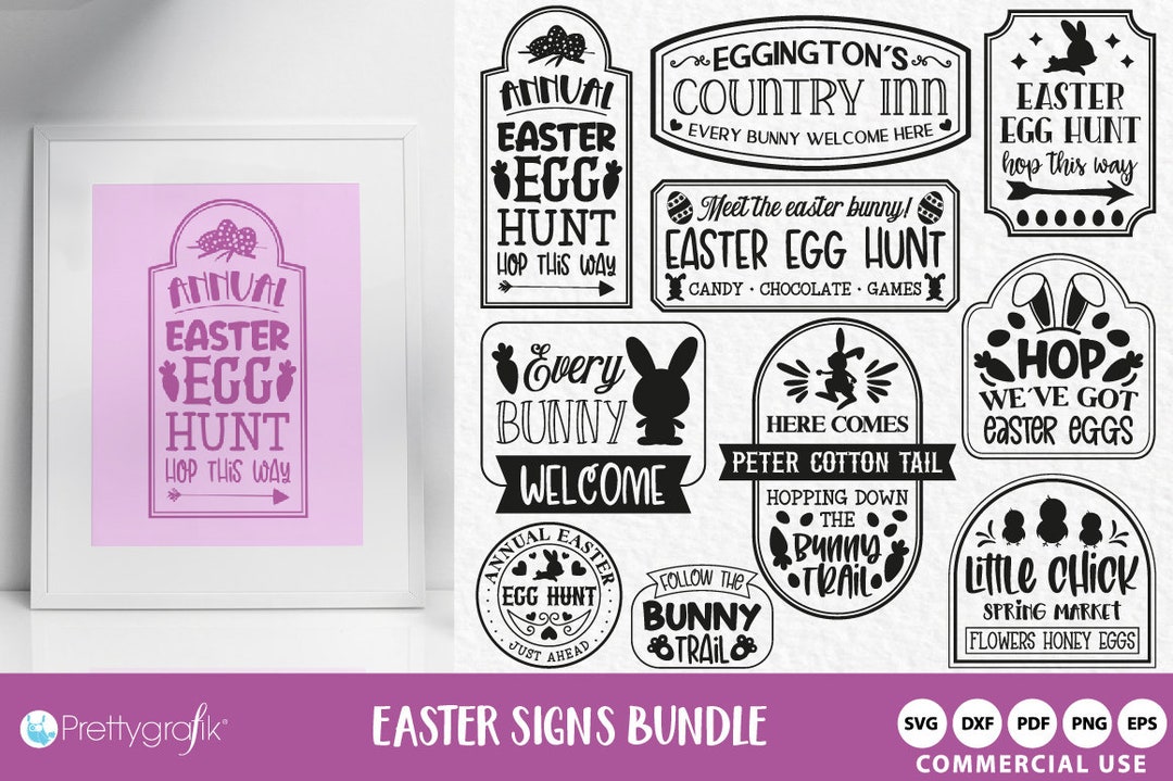 Easter Sign Craft BUNDLE Graphic Set, SVG Files, DXF, Clipart ...