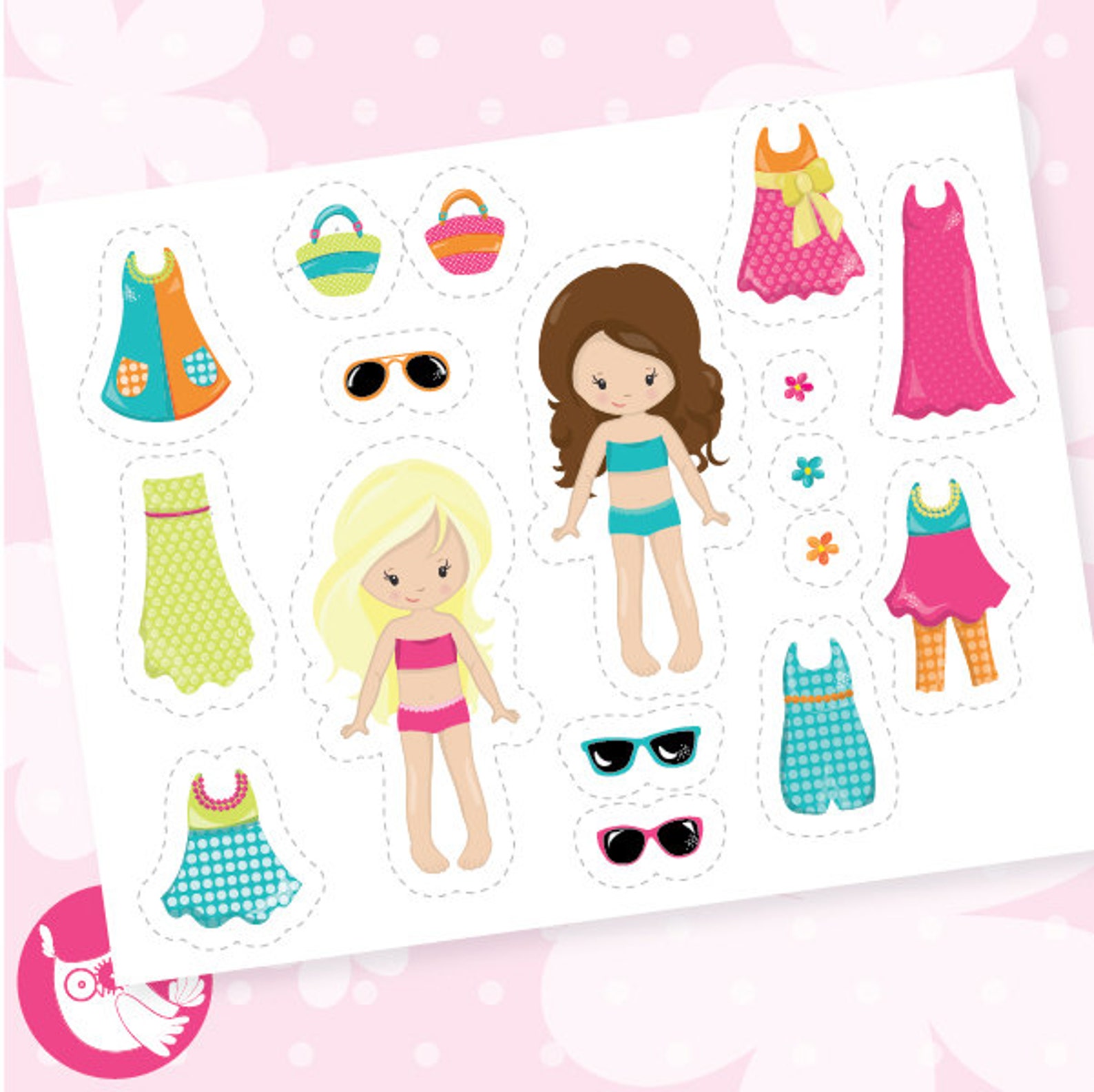 Summer Girls Clipart Commercial Use Paper Doll Vector - Etsy