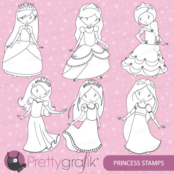 Princess Stamps Commercial Use Vector Graphics Digital Clip - Etsy