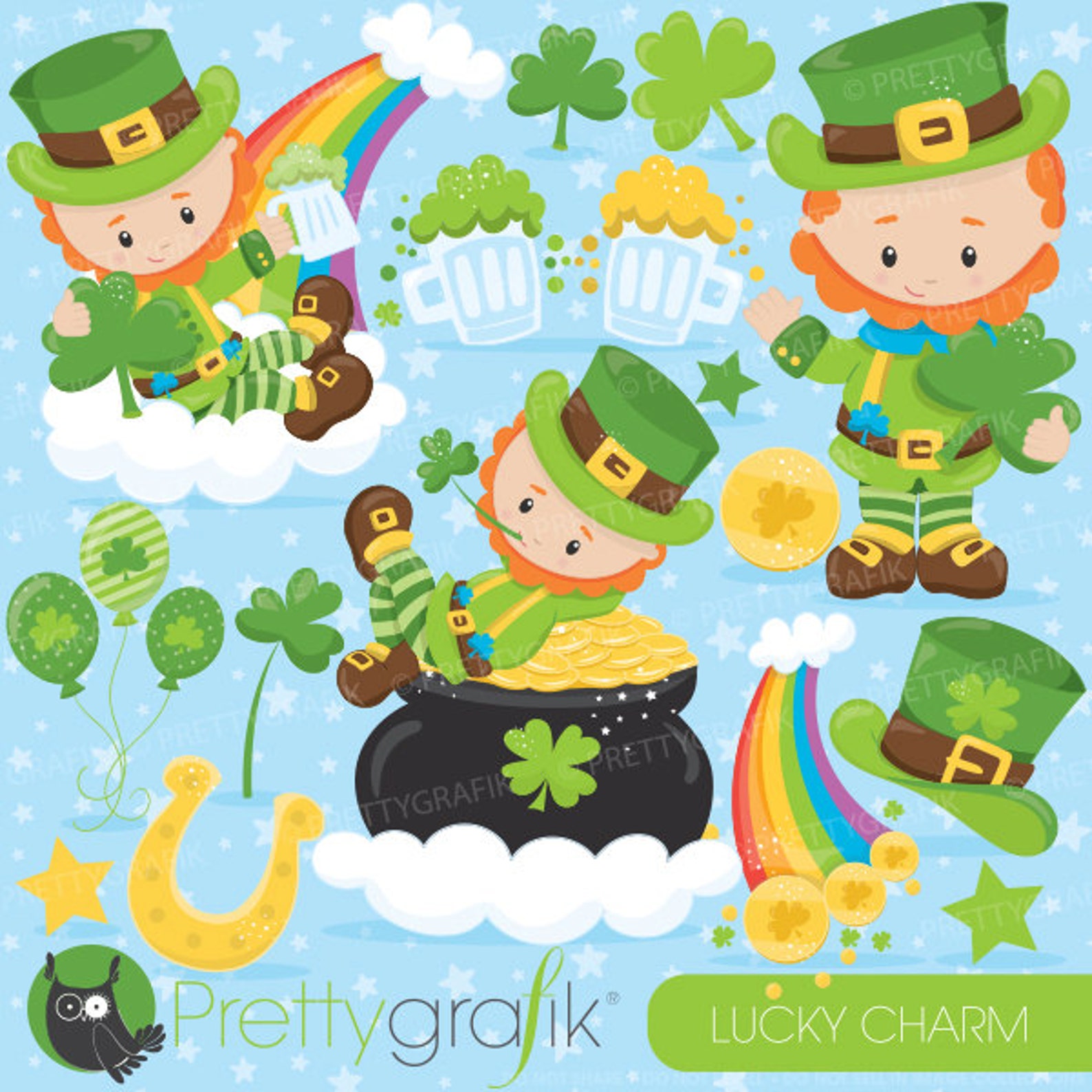 St-patrick's Clipart Commercial Use Leprechaun Vector - Etsy