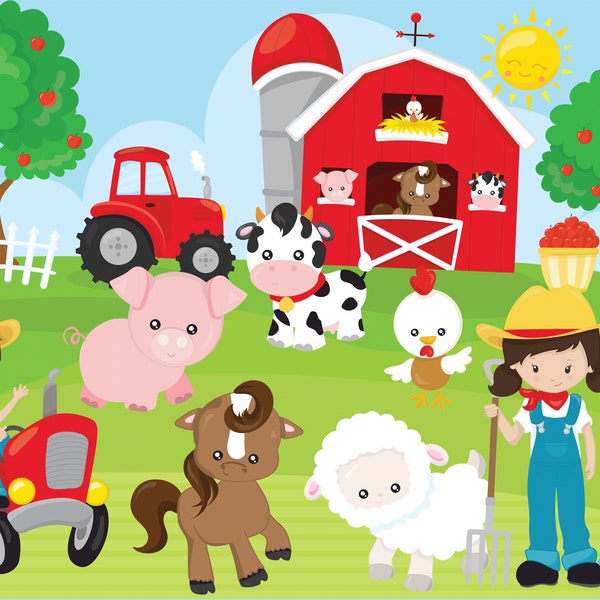 Farm Clipart - Etsy