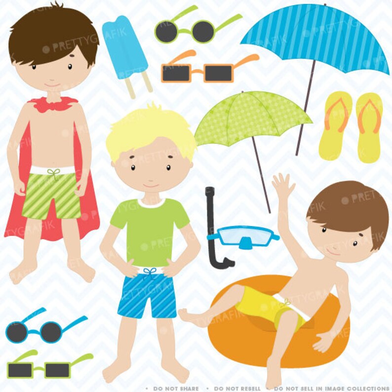 Pool Party Clipart Commercial Use Vector Graphics Digital - Etsy