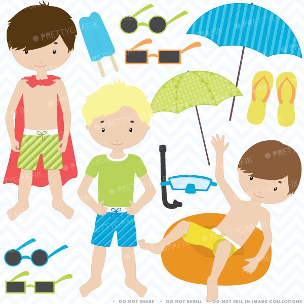 Pool Party Clipart Commercial Use Vector Graphics Digital - Etsy