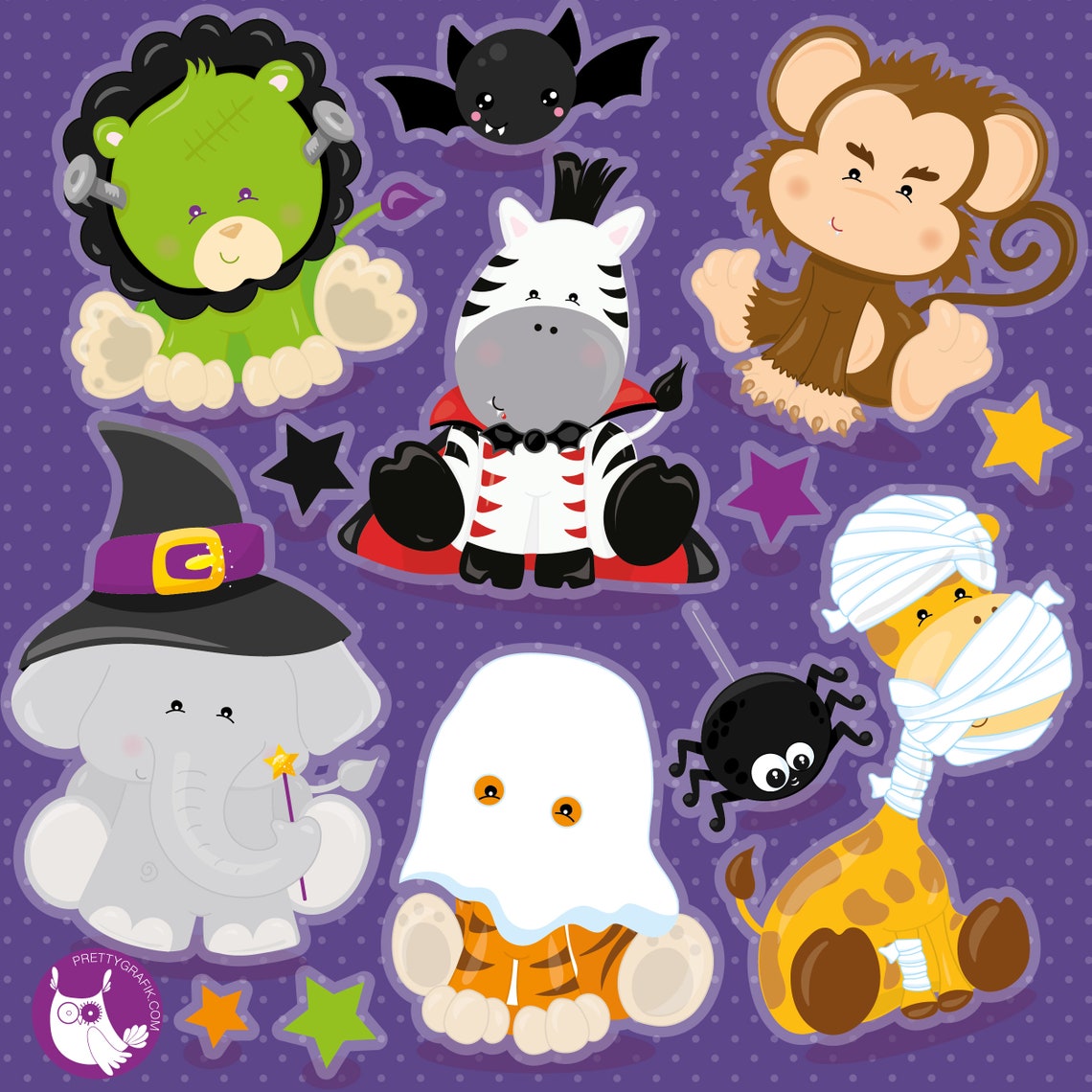 Halloween Animals Clipart Clipart Commercial Use Vector - Etsy Canada