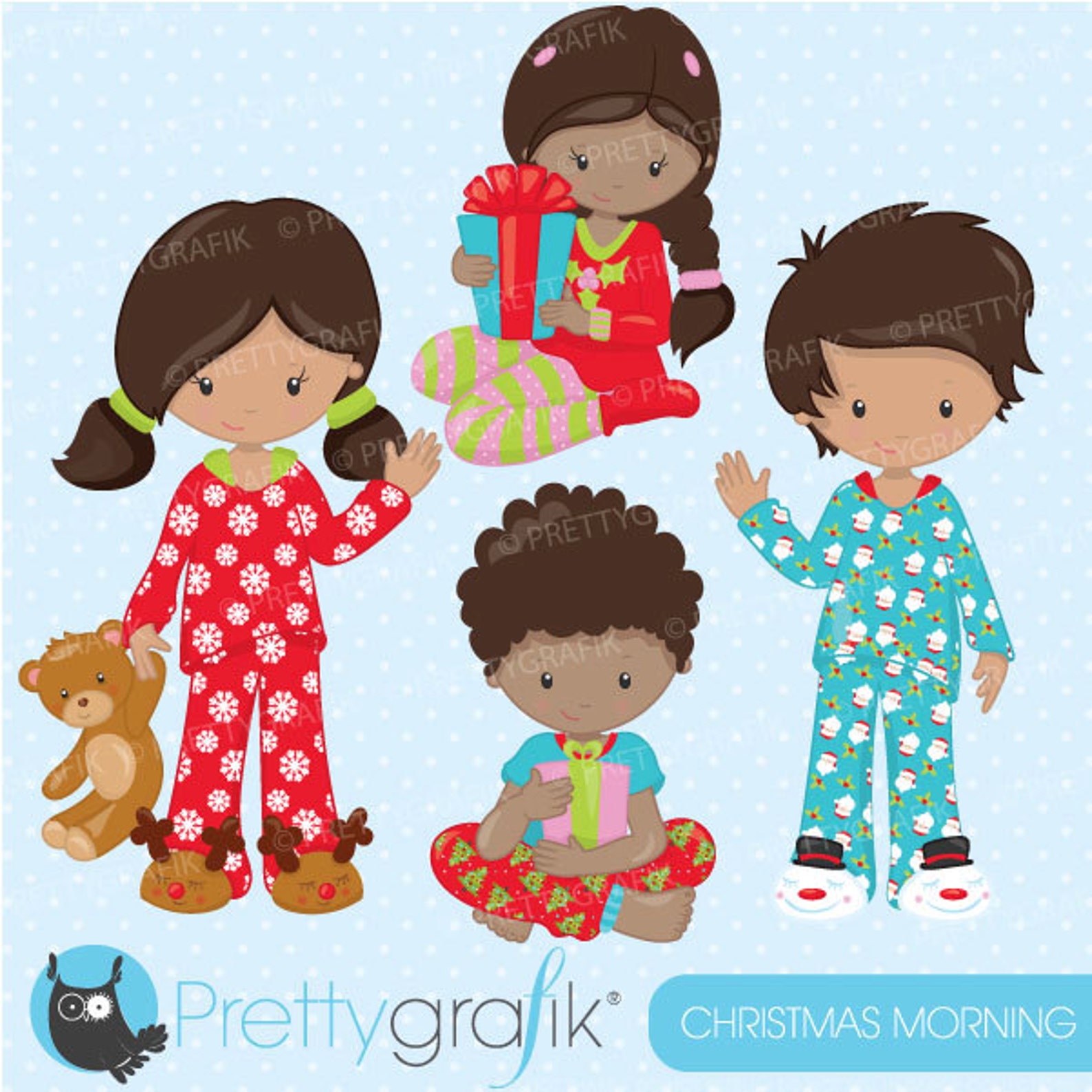 Christmas Morning Clipart Commercial Use Vector Graphics - Etsy