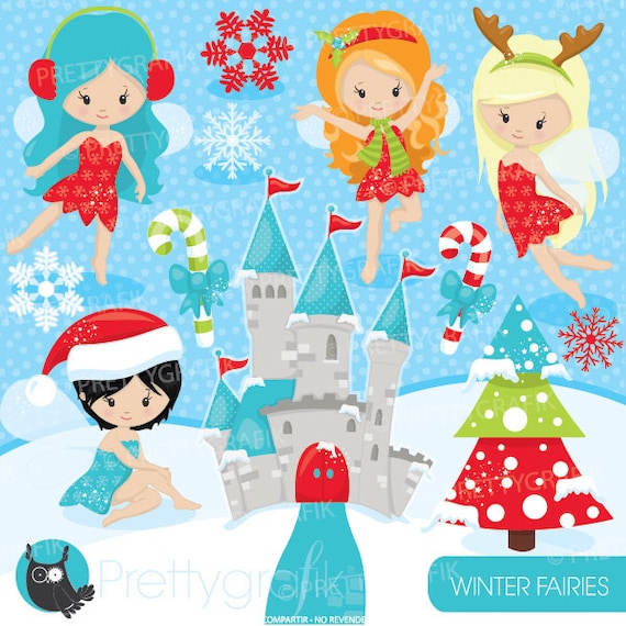 Christmas fairies characters clipart commercial use, vector graphics ...