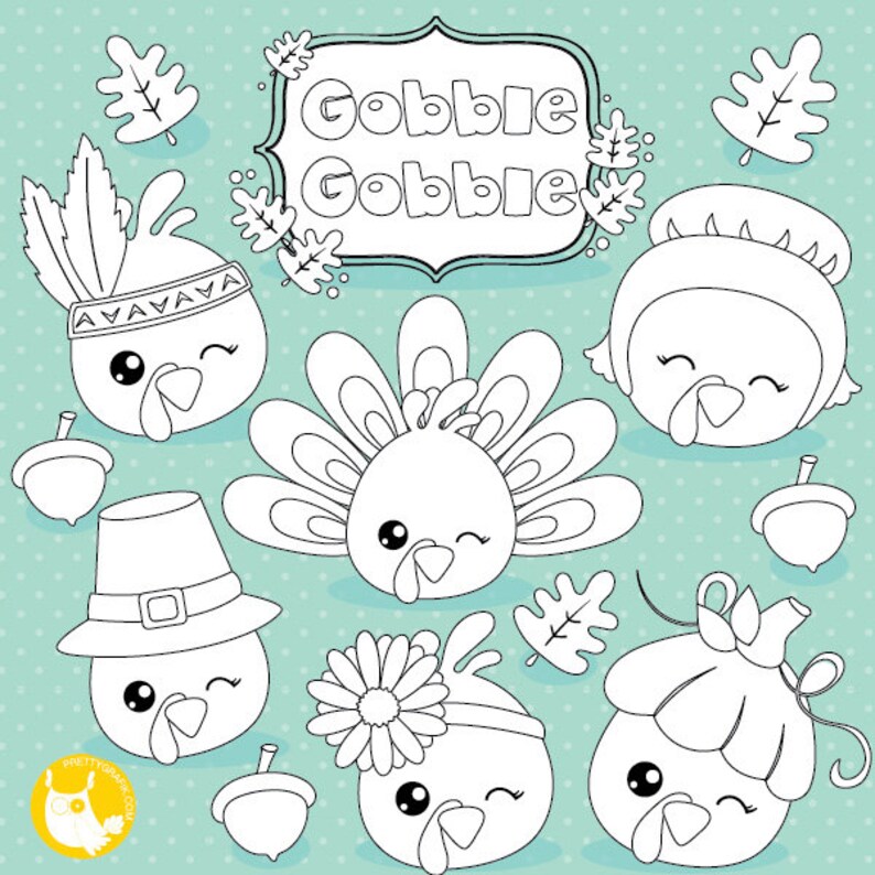 Turkey Faces Digital Stamp Commercial Use Vector Graphics - Etsy