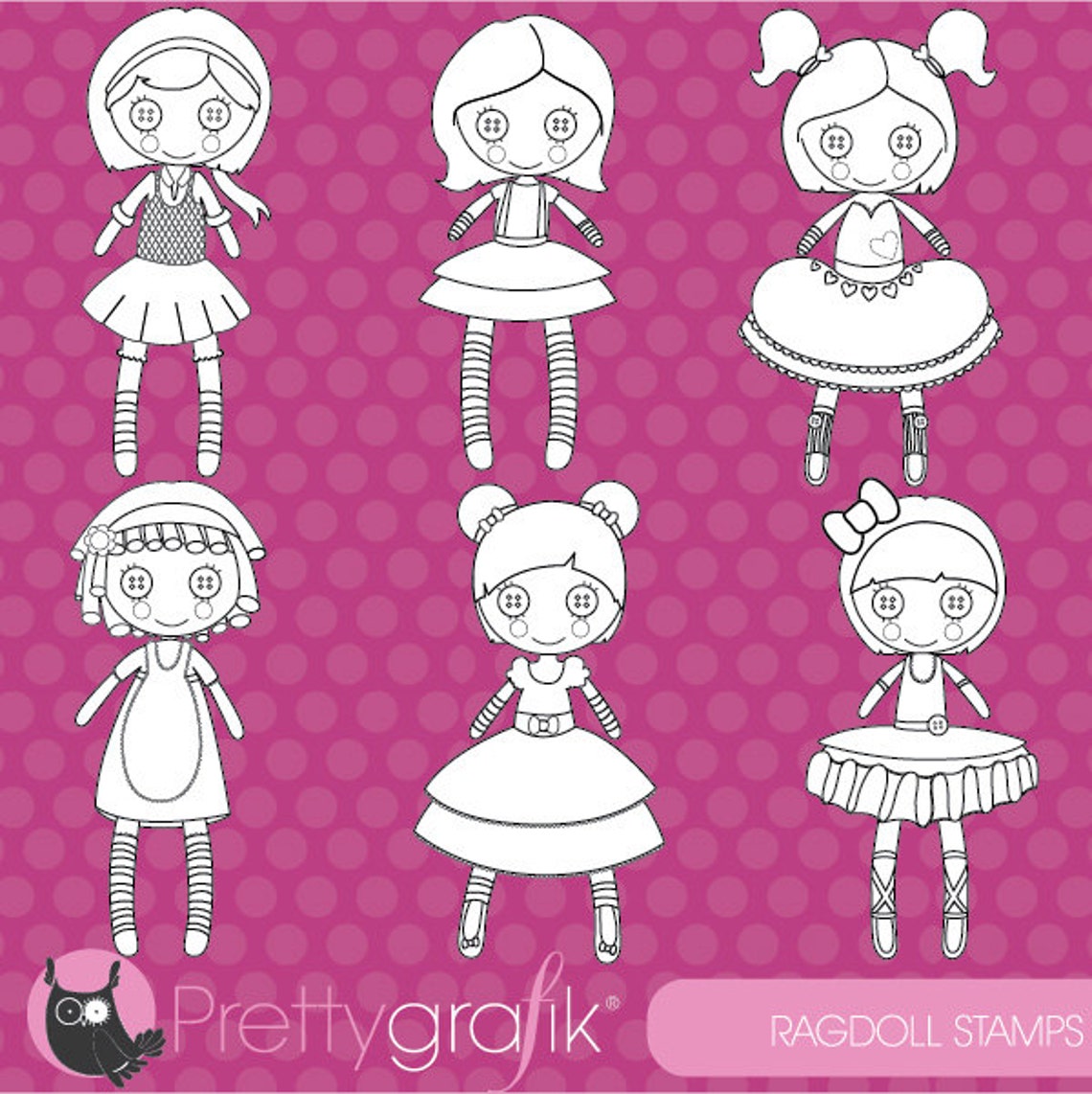 Rag Dolls Stamp Commercial Use Vector Graphics Digital - Etsy