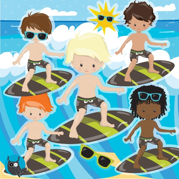 Surfer Boys clipart commercial use, vector graphics, digital clip art ...