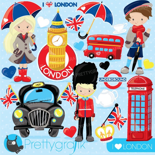 London Clipart for Scrapbooking, British London Graphics Commercial Use ...