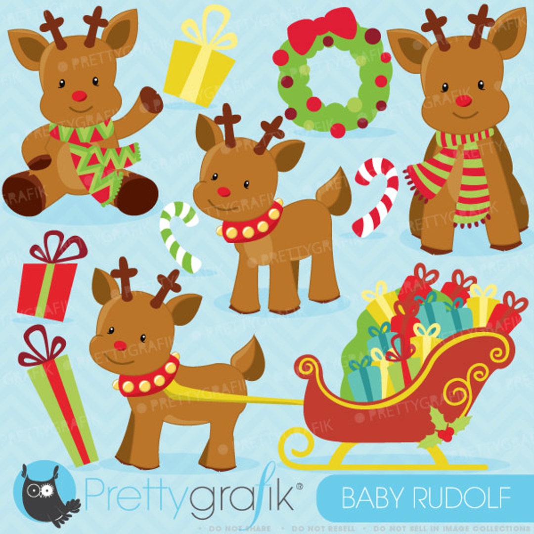 Christmas Reindeer Clipart Commercial Use, Vector Graphics, Digital ...
