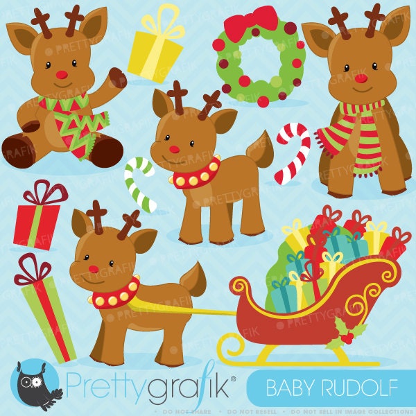 Christmas Reindeer Clipart Commercial Use Vector Graphics - Etsy