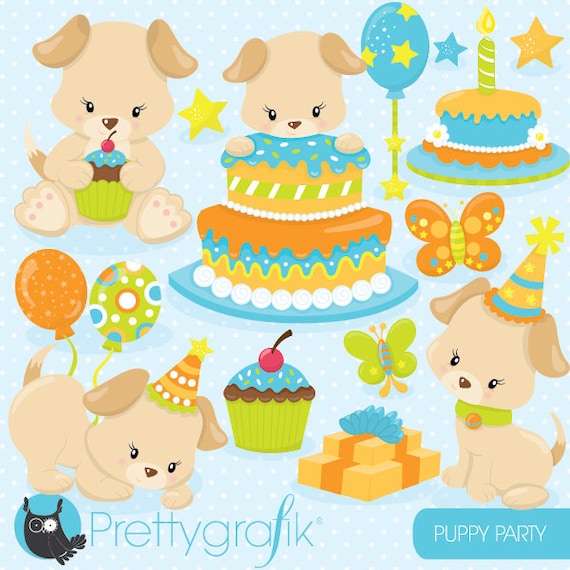 Puppy Birthday clipart, clipart commercial use, vector graphics ...